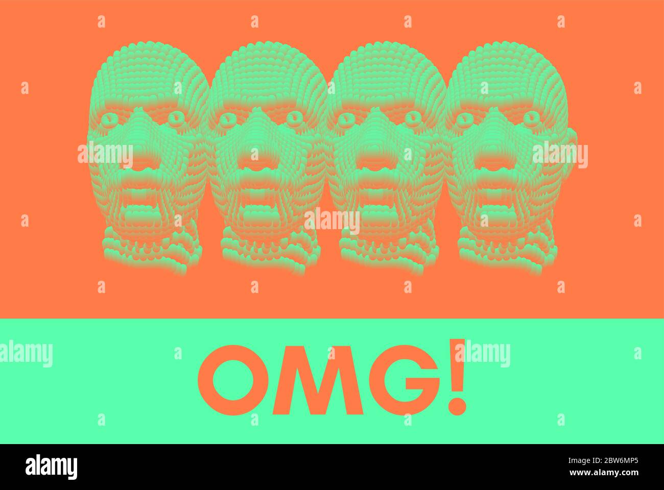 OMG! Horrible, stress, shock. Human emotions, facial expression concept ...