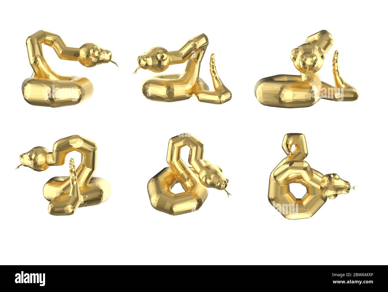3d rendering set of polygonal snakes isolated on white Stock Photo - Alamy