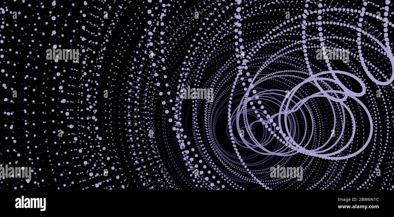 Abstract circular background with dynamic dots. Radial structure for science or technology ...