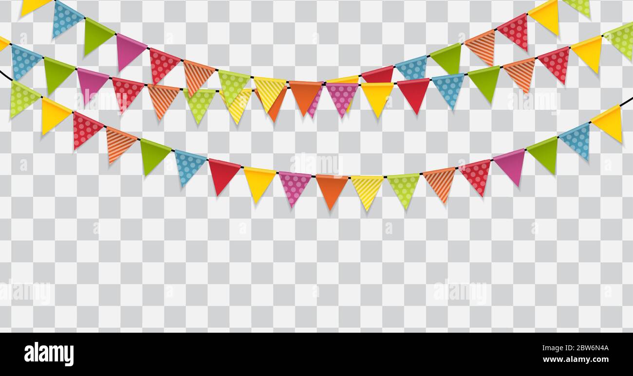 Party Flags on Transparent Background Vector Illustration Stock Vector ...