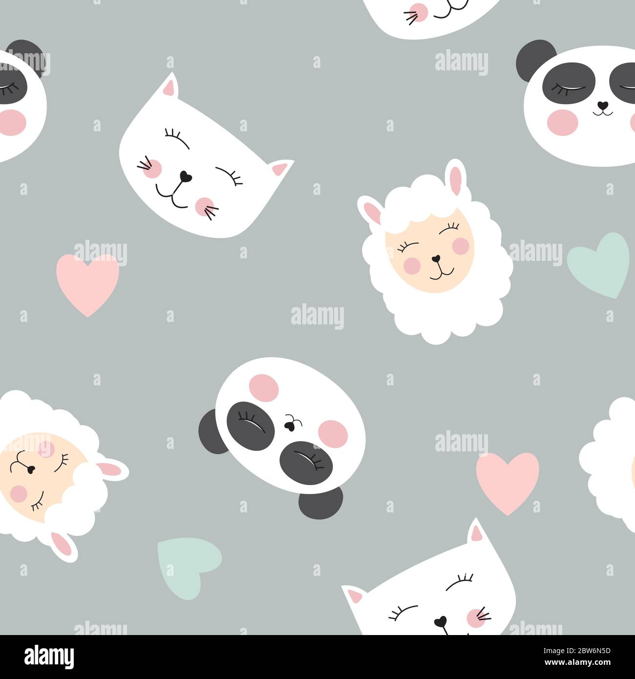 Cute animals seamless pattern background. Vector illustration Stock ...