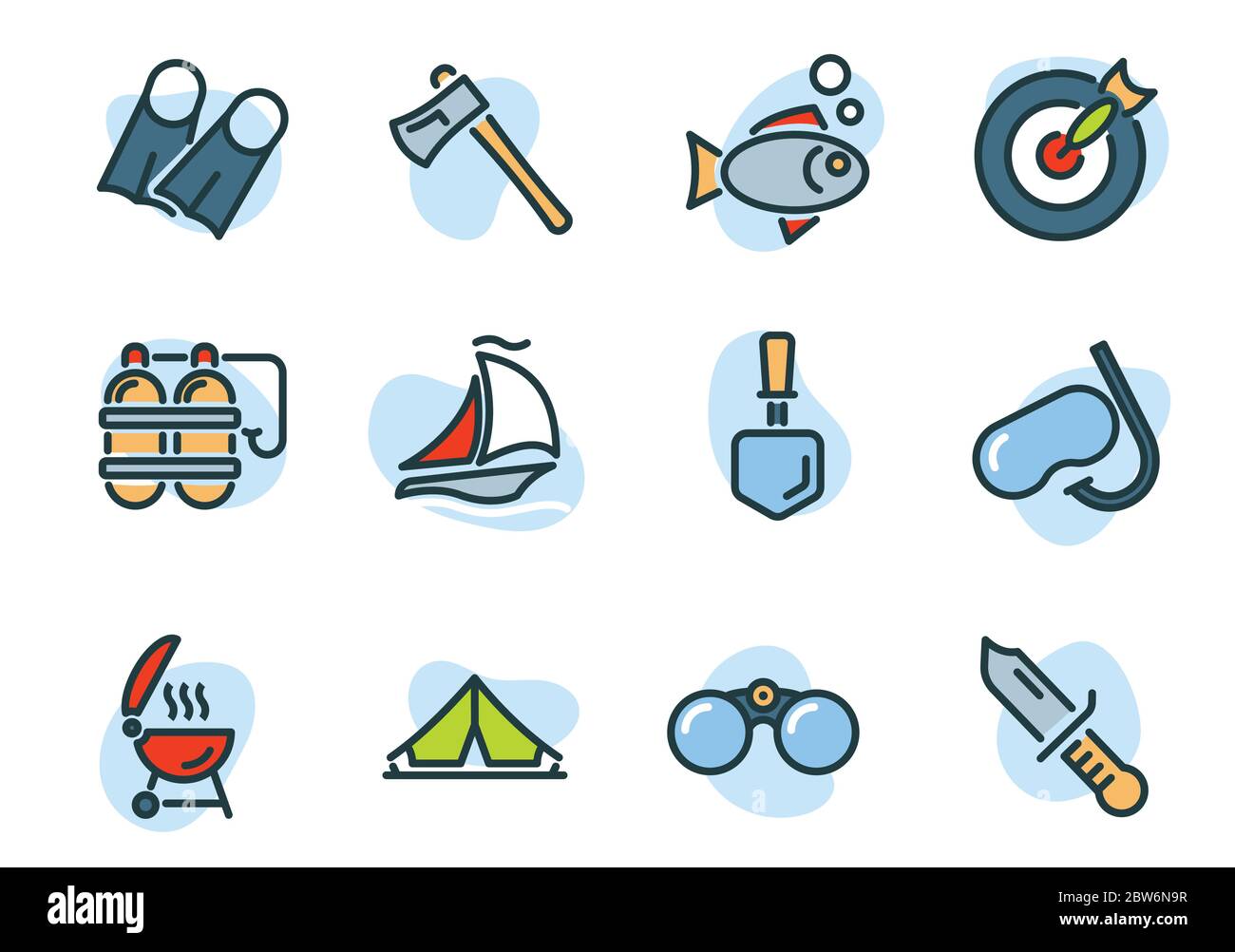 Tourism and outdoor activities color icons Stock Vector Image & Art - Alamy