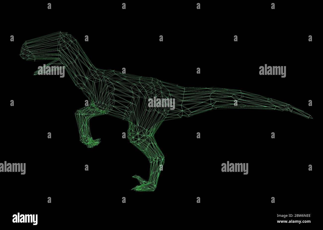 3d rendering wireframe polygonal dinosaur isolated on black Stock Photo ...