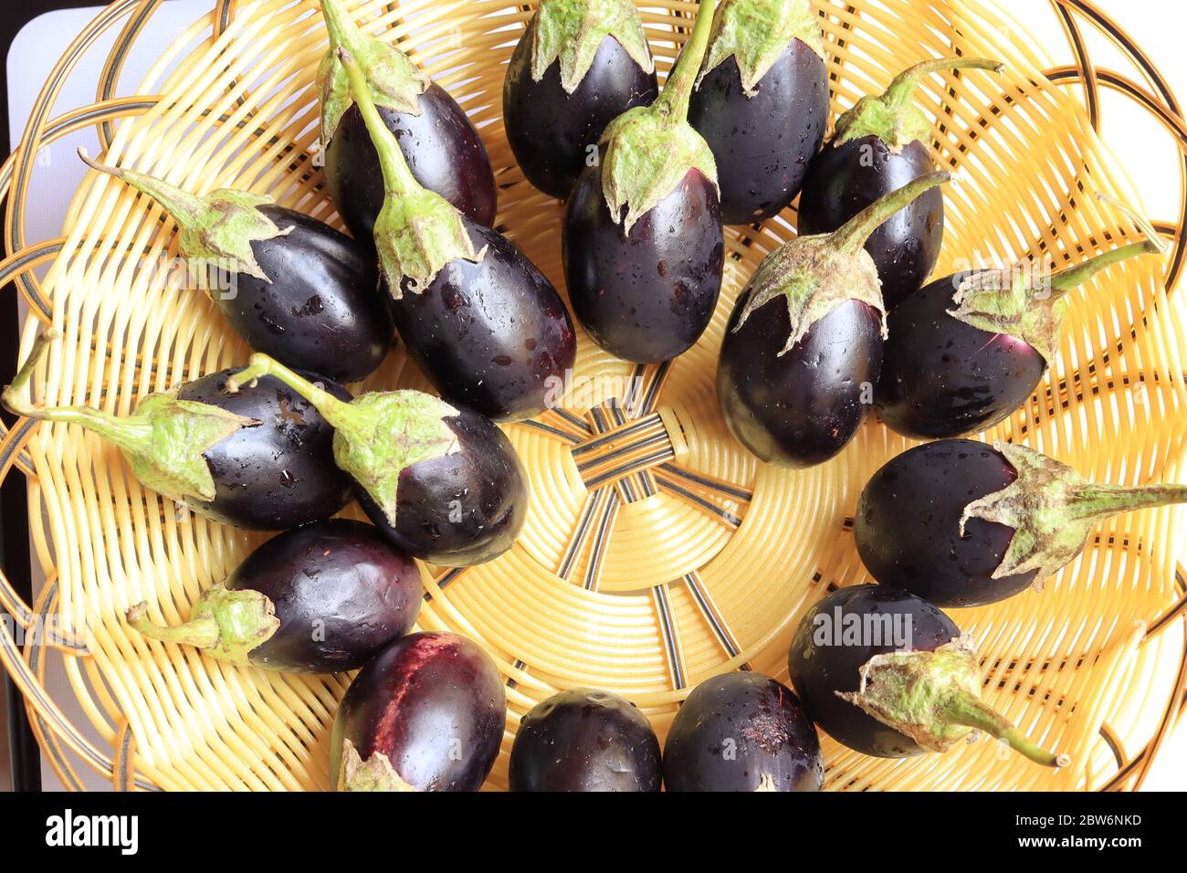 Fresh Raw Sliced Purple Eggplant Brinjal or Eggplant isolated on white ...