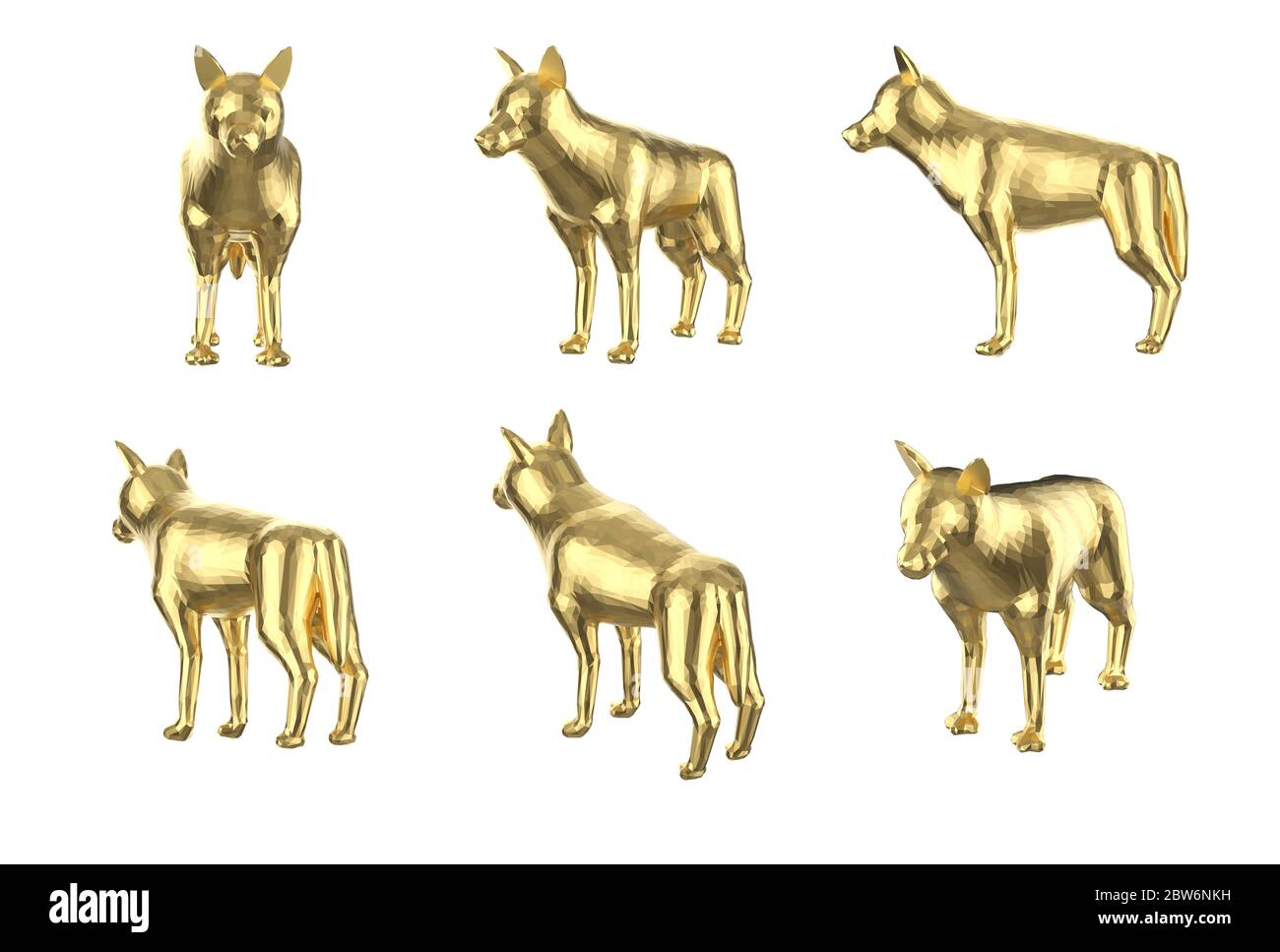 3d rendering set of polygonal wolves isolated on white Stock Photo - Alamy