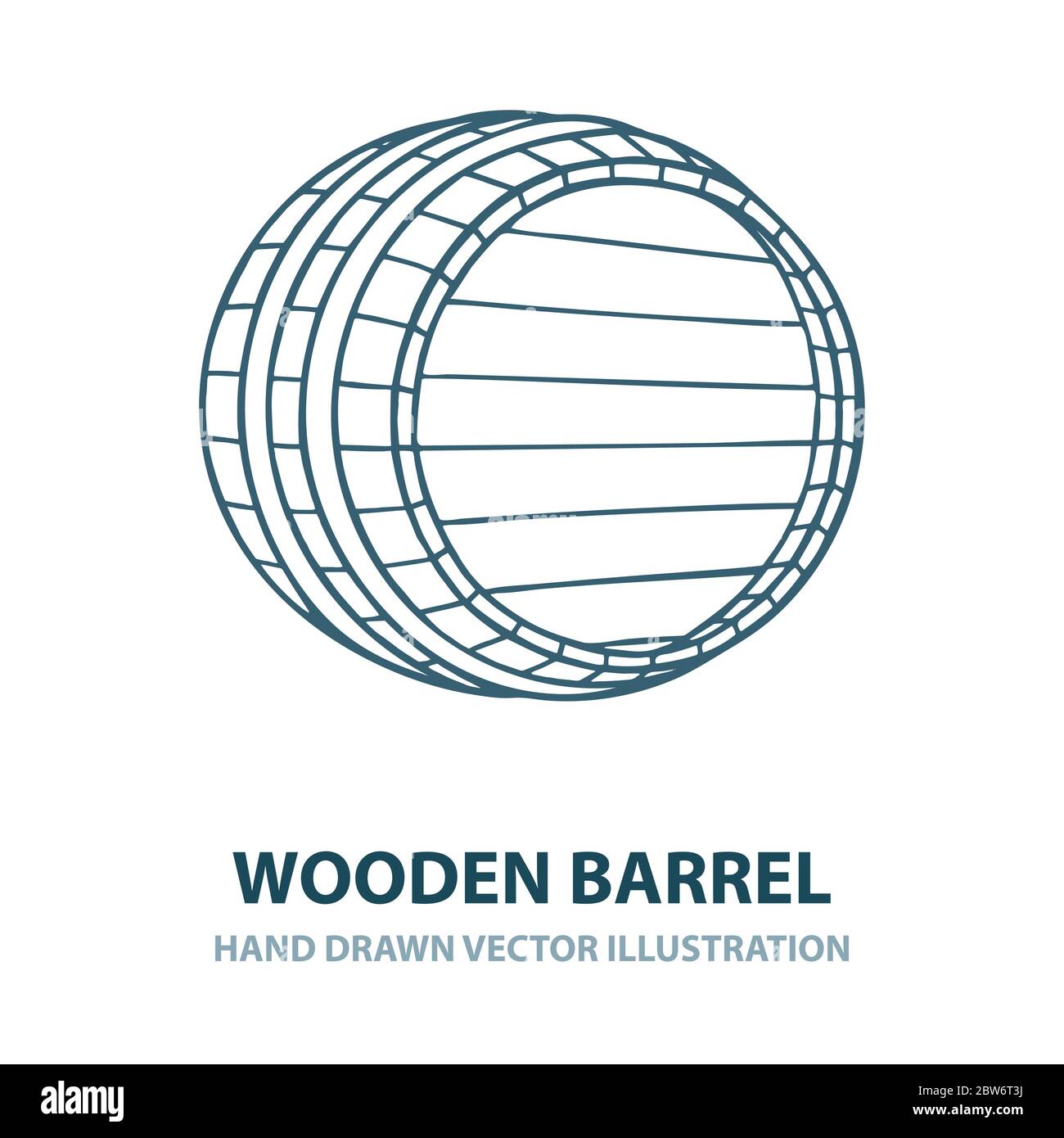 Barrel. Hand drawn wooden barrel vector illustration in engraving style ...