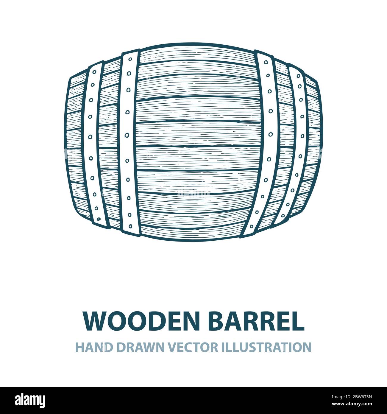 Barrel. Hand drawn wooden barrel vector illustration in engraving style ...