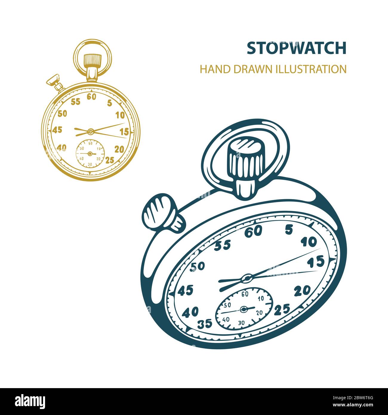 Stopwatch Stopwatch Hand Drawn Vector Illustration Isolated On White Background Stopwatch