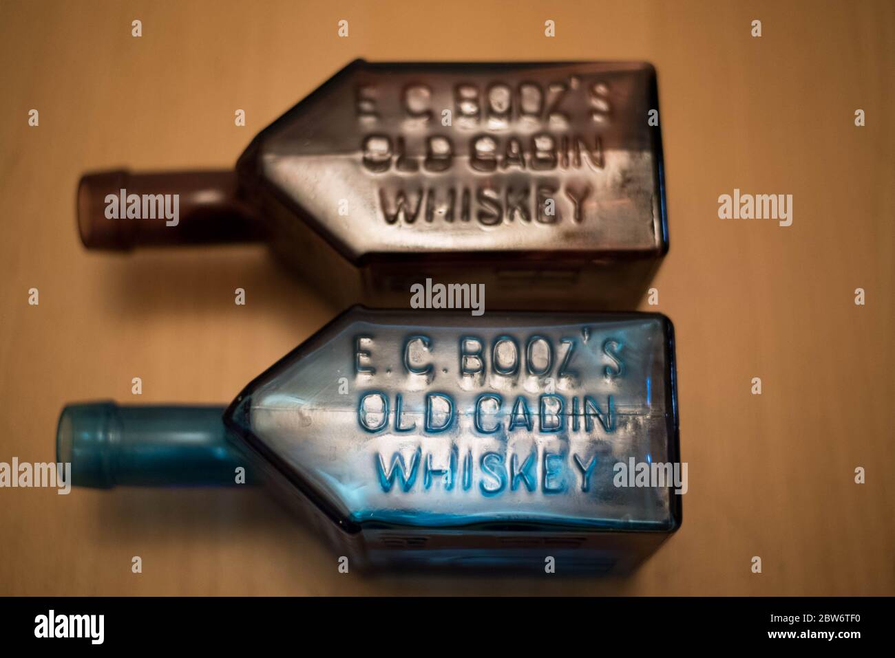 Booz's Old Cabin Whiskey Blue & Brown Glass Collectible Liquor Bottles ...