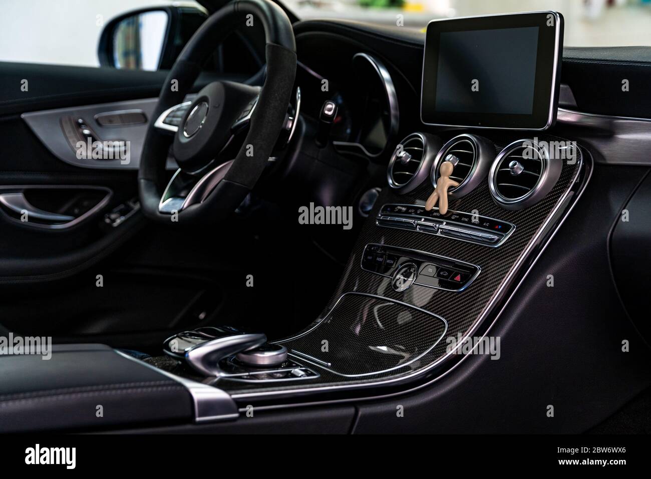 interior of a luxury car, noble materials and quality workmanship Stock ...