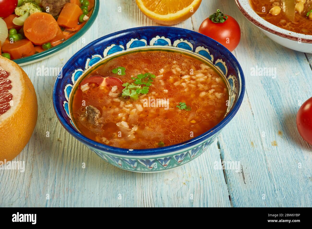 Chorba Frik - traditional soup, Algerian cuisine, Traditional assorted ...