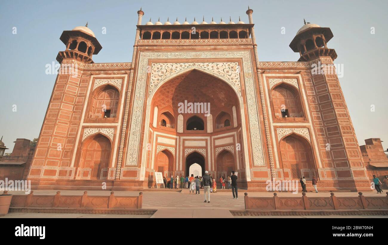 Agra, India - December 12, 2018: The complex of buildings of the Taj ...