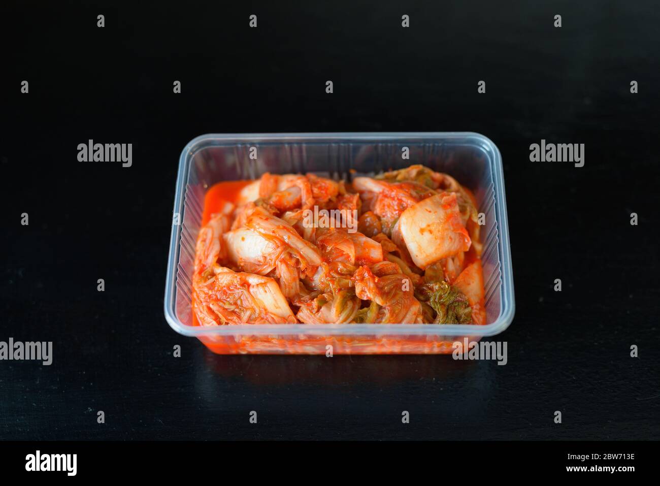 Traditional Korean Food Kimchi Served in Plastic Container Horizontal ...