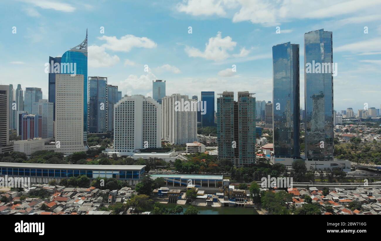 Aerial panorama of the city center with skyscrapers Jakarta. Indonesia ...
