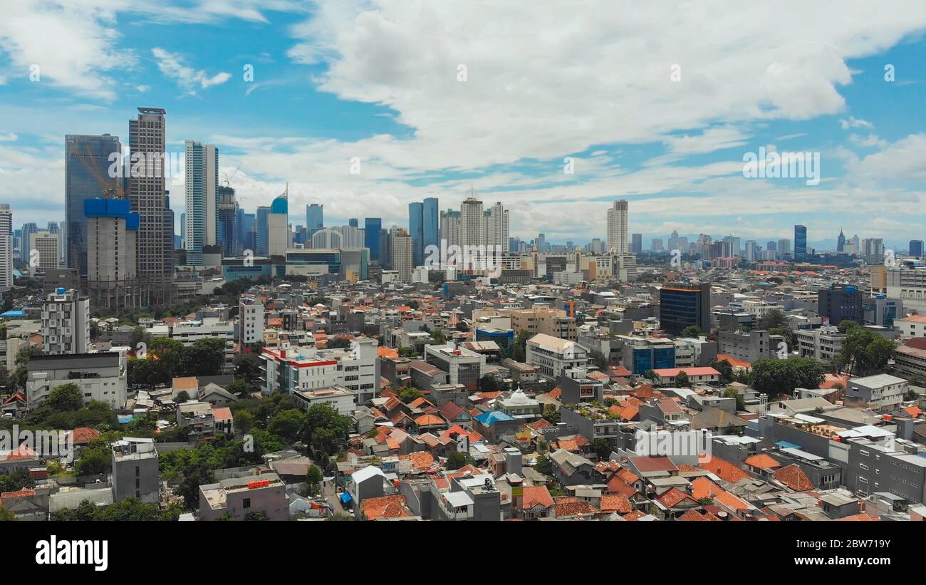 Aerial panorama of the city center with skyscrapers Jakarta. Indonesia ...