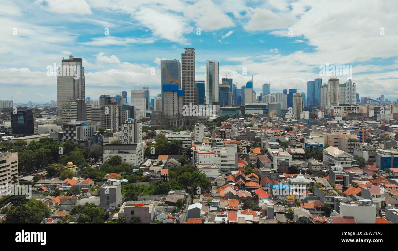 Aerial panorama of the city center with skyscrapers Jakarta. Indonesia ...