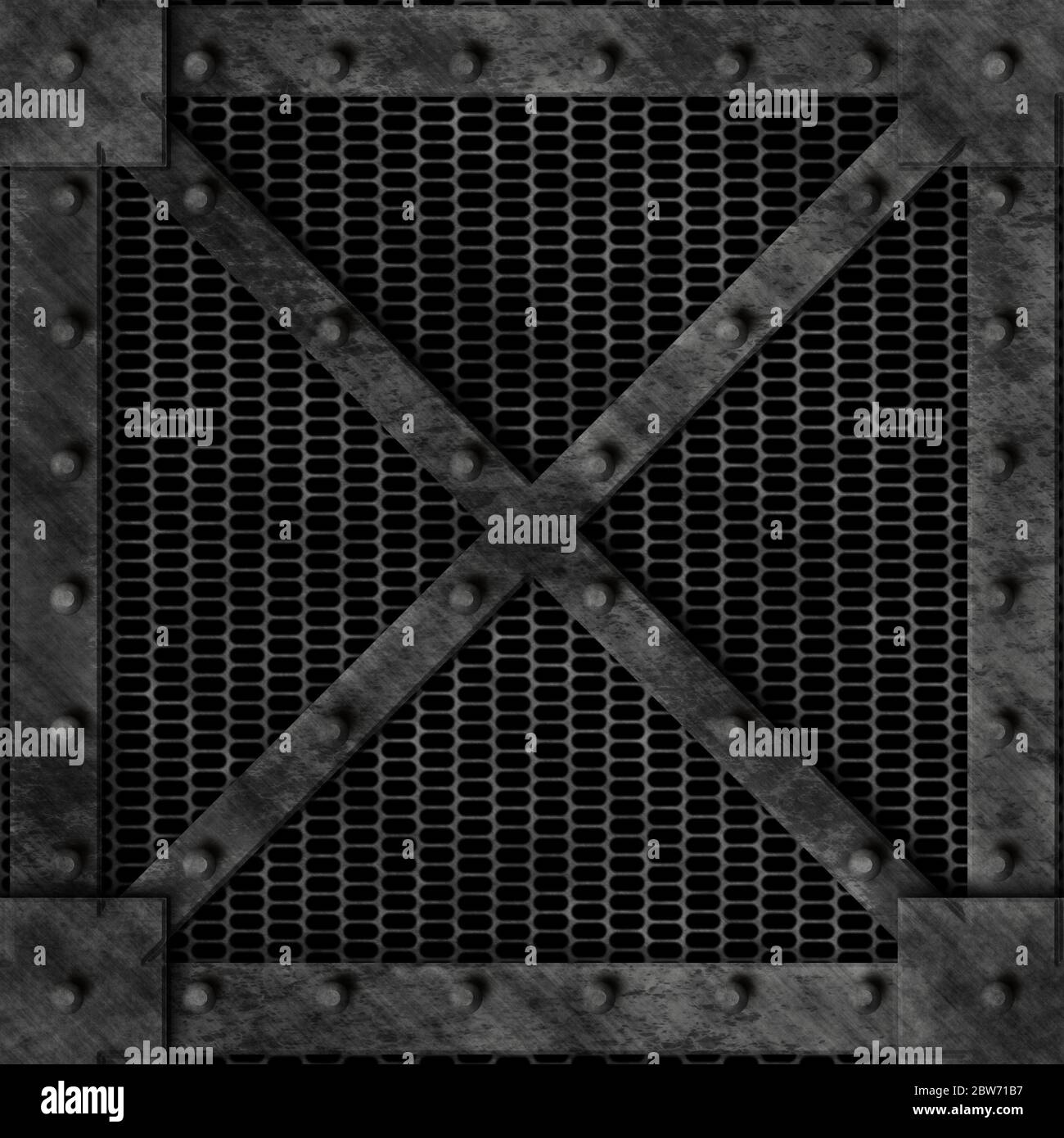 dark metal grate box floor panel Stock Photo - Alamy