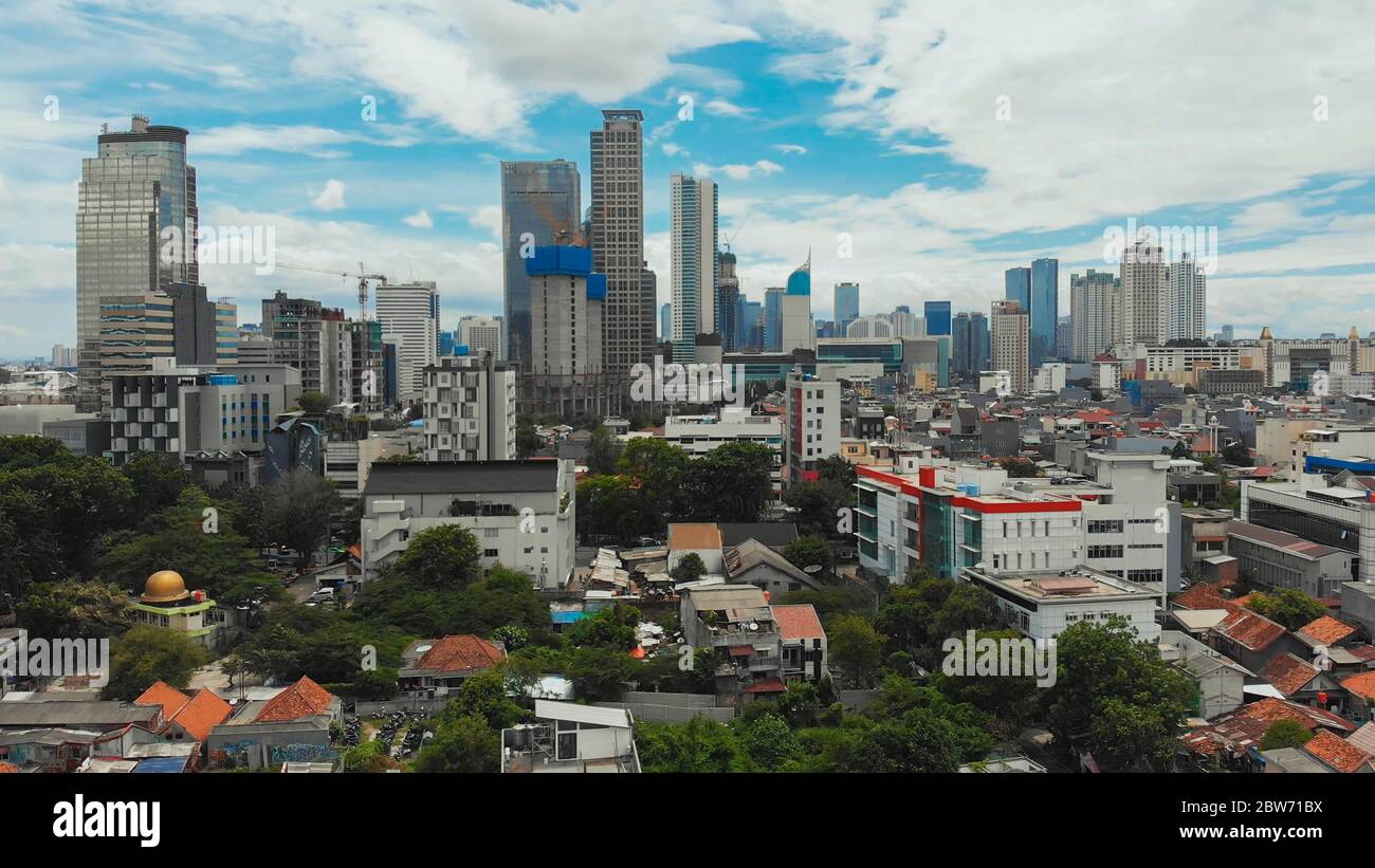 Aerial panorama of the city center with skyscrapers Jakarta. Indonesia ...