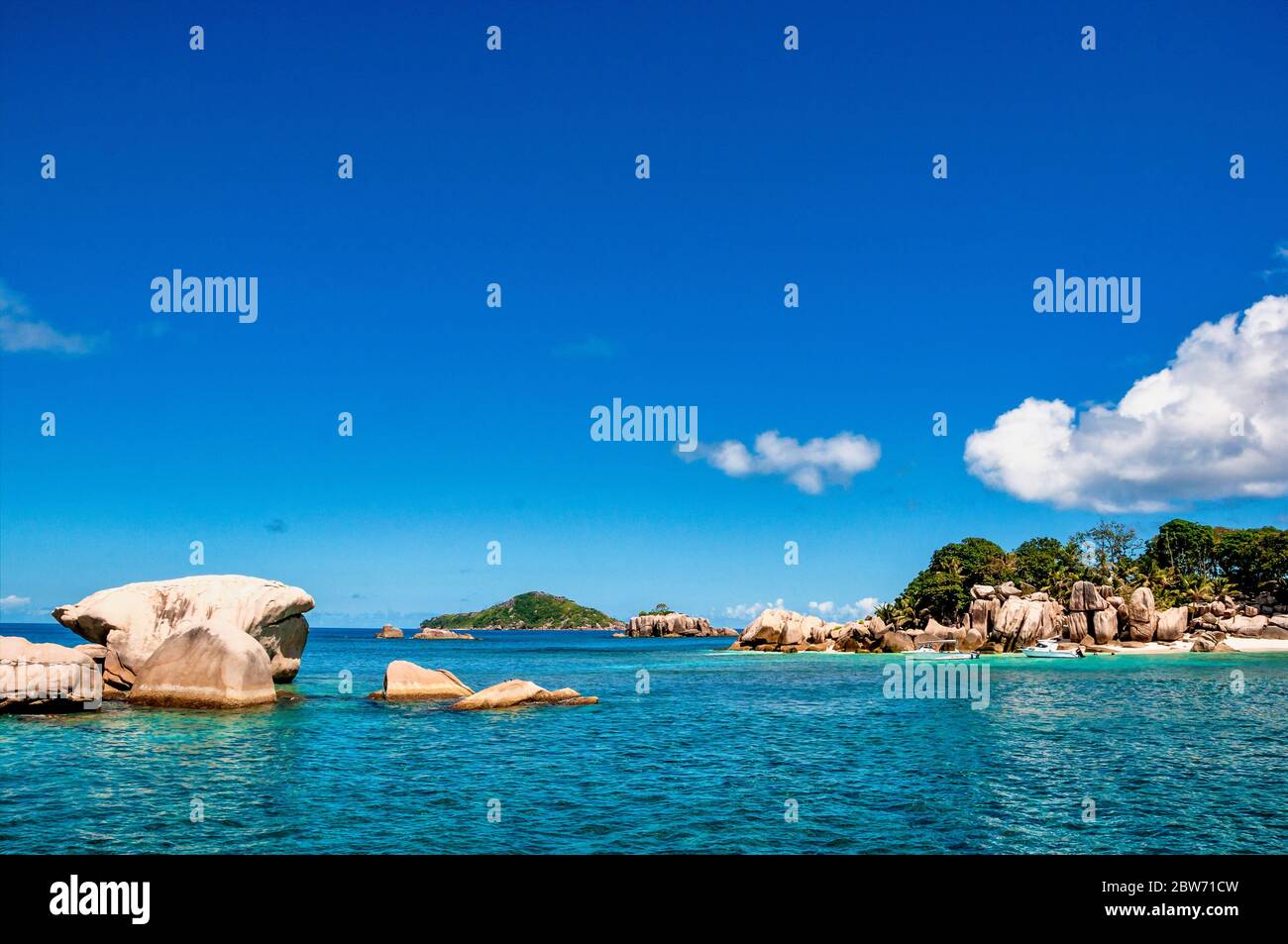 Stunning tropical beach on Coco island at Seychelles in the Indian ...