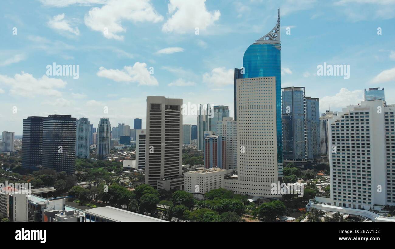 Aerial panorama of the city center with skyscrapers Jakarta. Indonesia ...