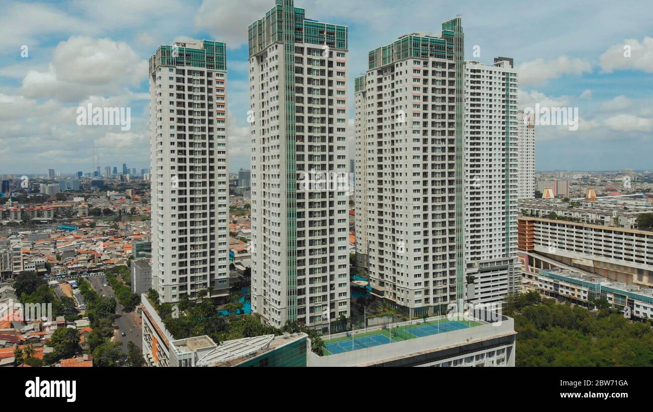 Aerial view of buildings of a residential complex in Jakarta. Indonesia ...