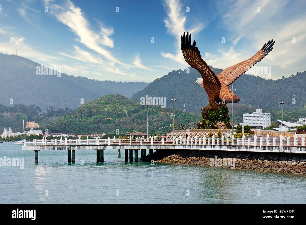 Eagle square with the eagle giant sculpture facing the see at Langkawi ...
