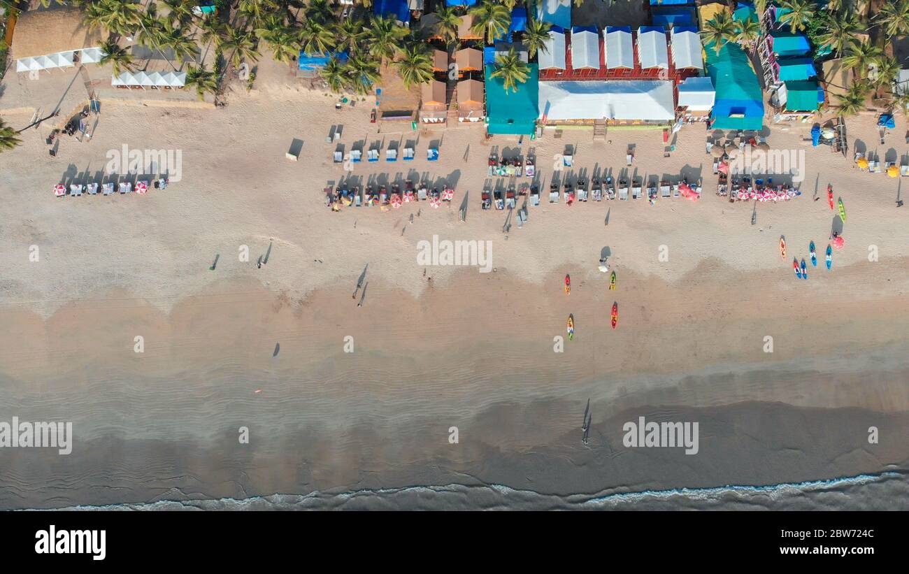 Beautiful Palolem beach aerial view landscape. Goa state in India Stock ...