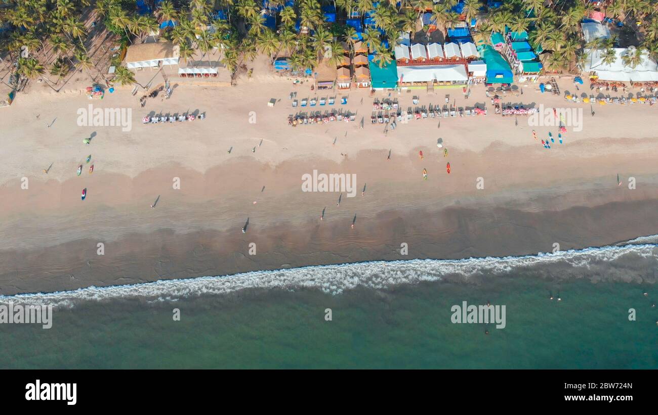 Beautiful Palolem beach aerial view landscape. Goa state in India Stock ...