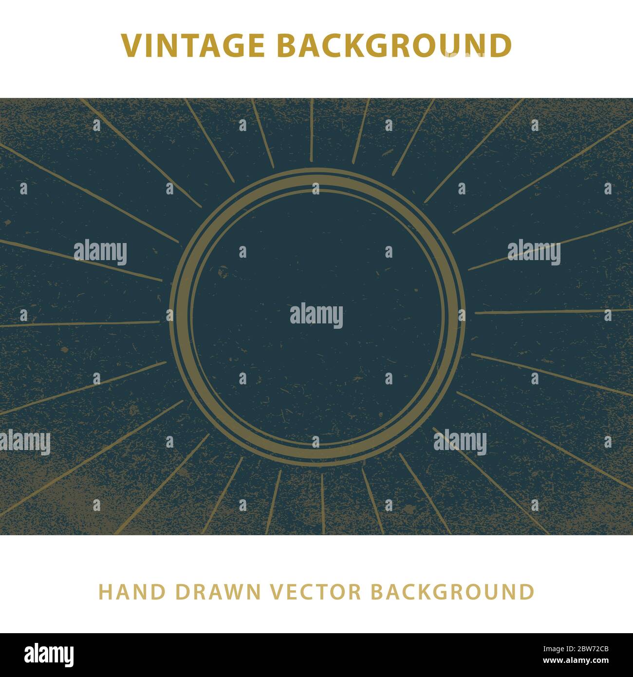 Abstract vintage background design. Sun and rays hand drawn vector ...