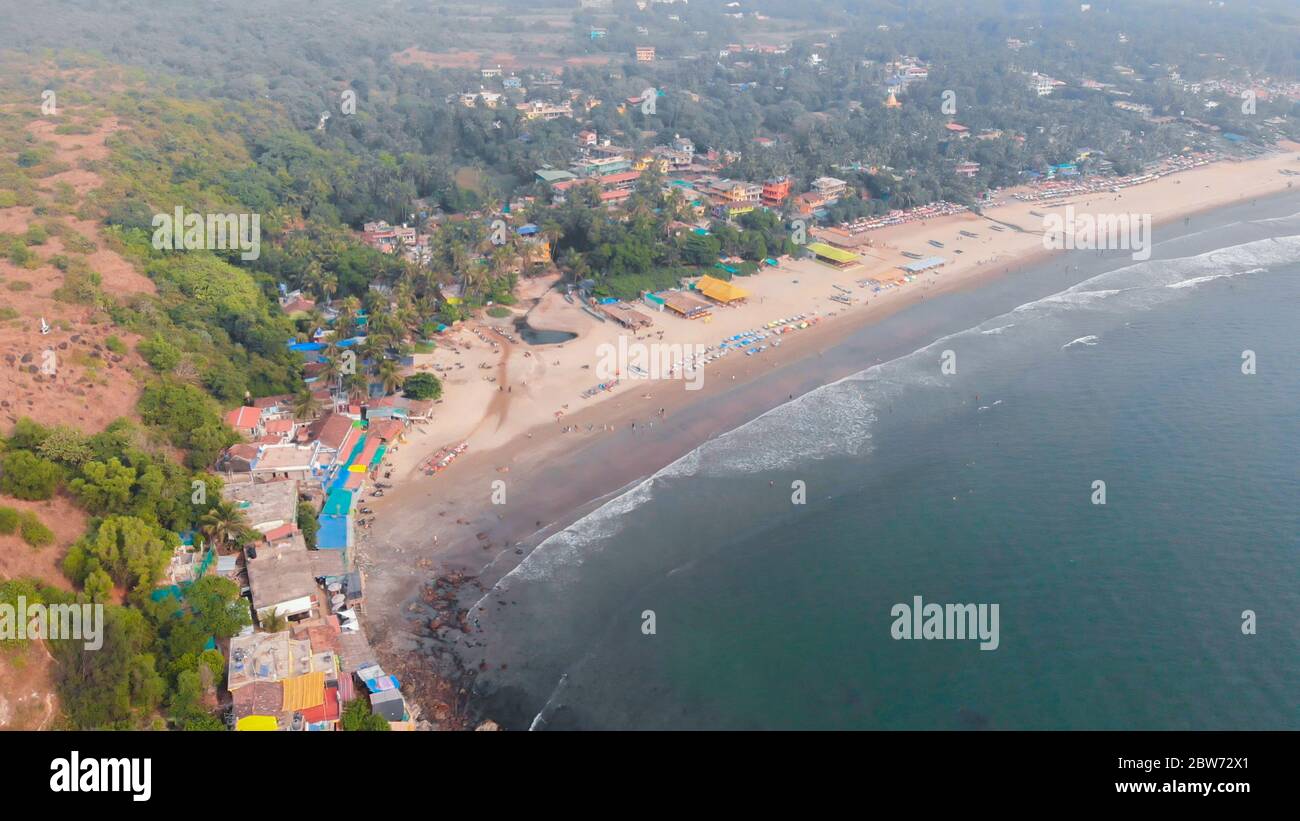 Aerial drone view of Arambol beach at Goa. India Stock Photo - Alamy