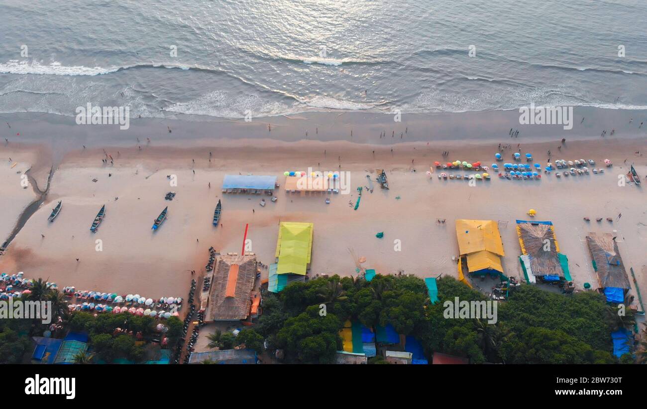 Aerial drone view of Arambol beach at Goa. India Stock Photo - Alamy