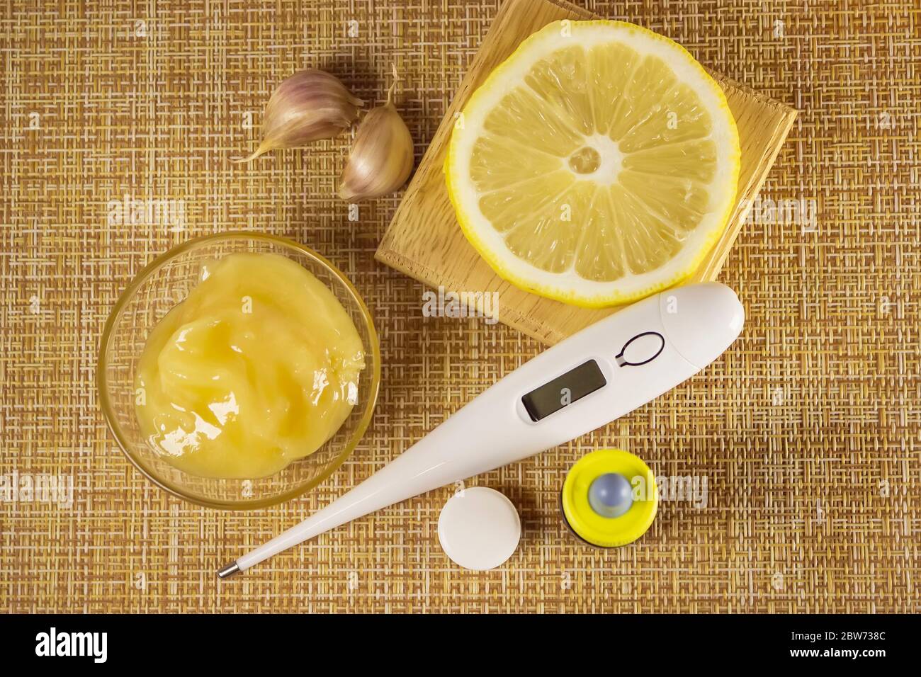 Treatment of colds and flu. Various medications, thermometer, cold ...