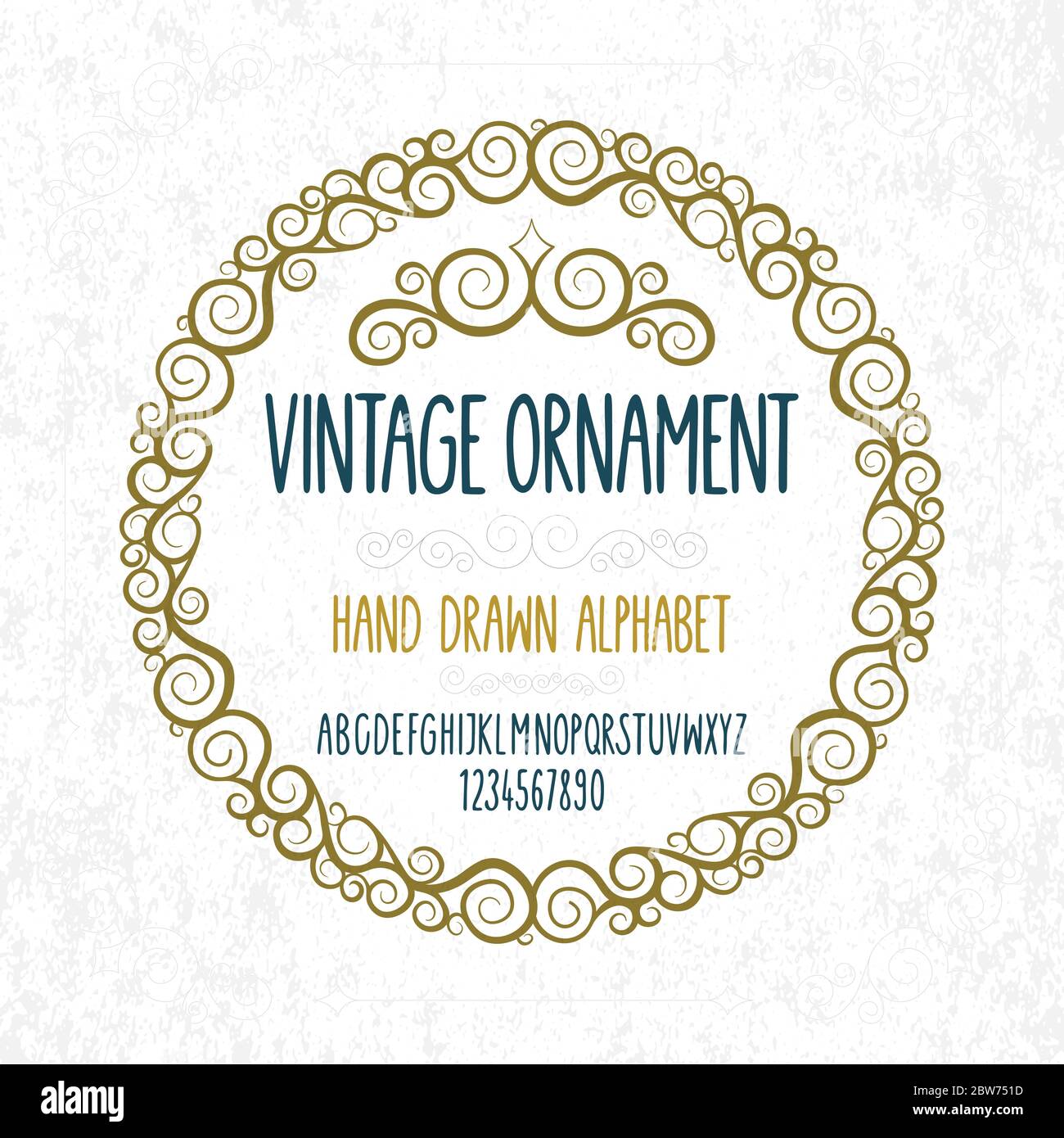 Vintage ornament and hand drawn font isolated on white background ...