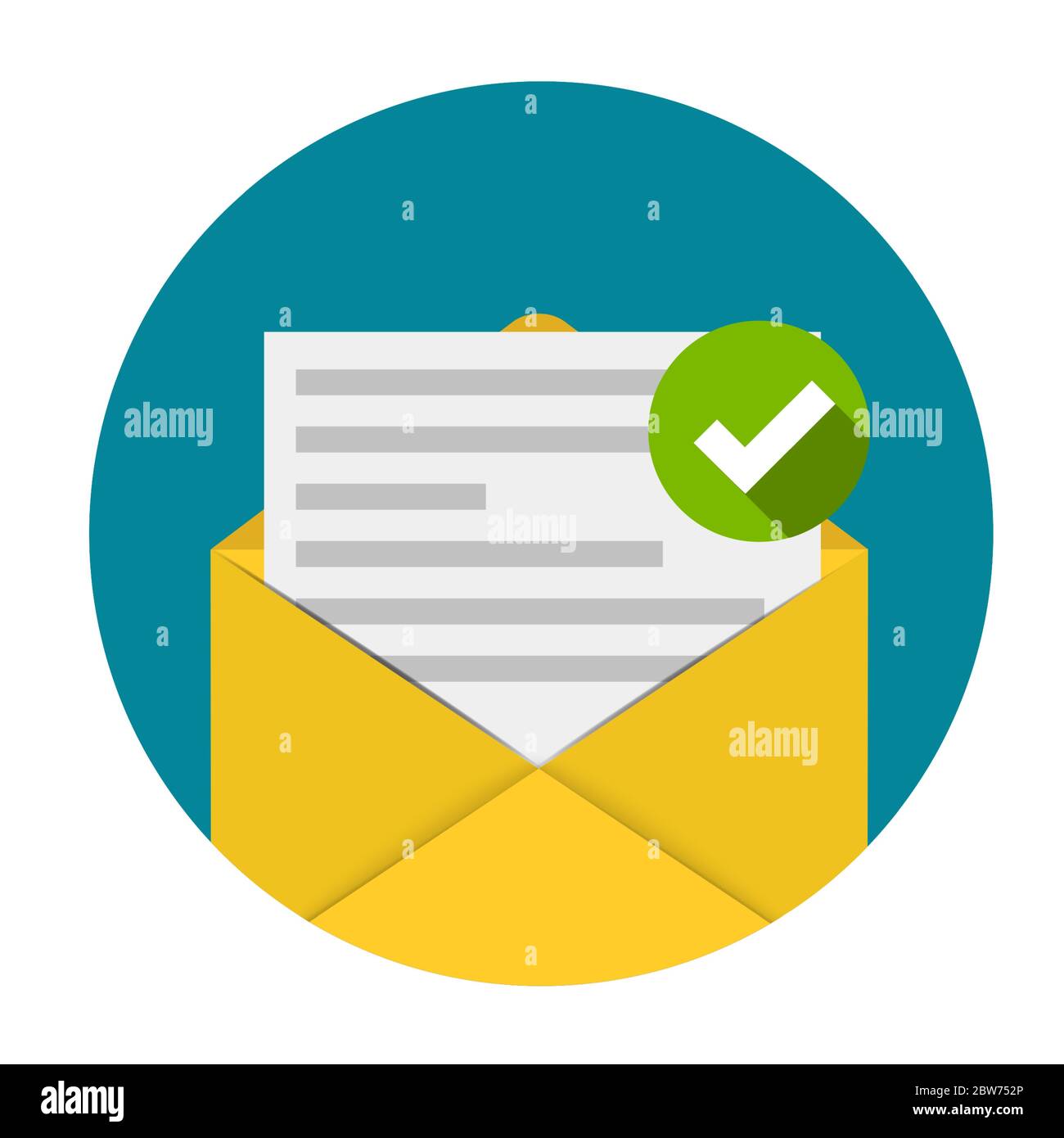 New Email notification concept with envelope and Green check mark ...