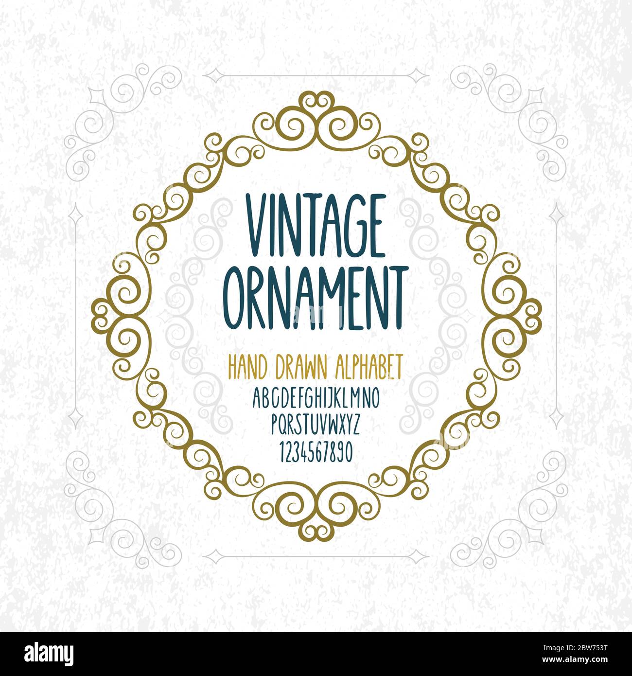 Vintage ornament and hand drawn font isolated on white background ...