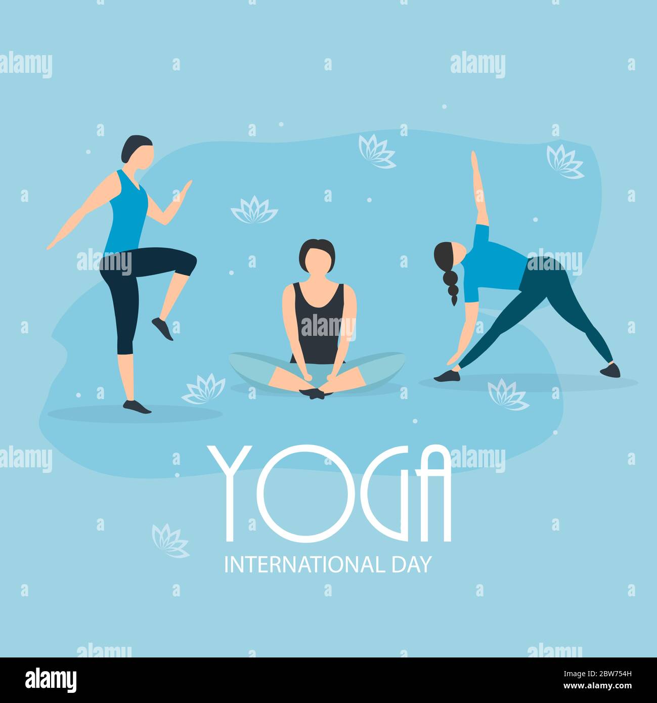 Yoga International Day 21 June Background. Vector Illustration Stock ...