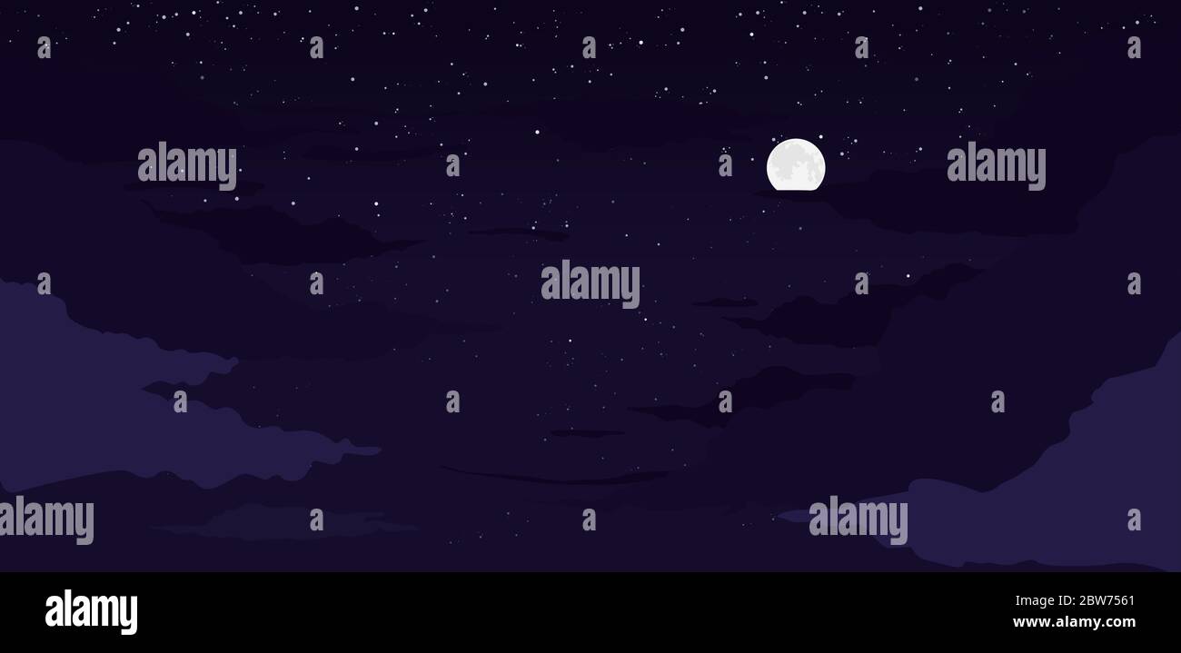 Moon night background. Luminous moon on starry sky with clouds Stock ...