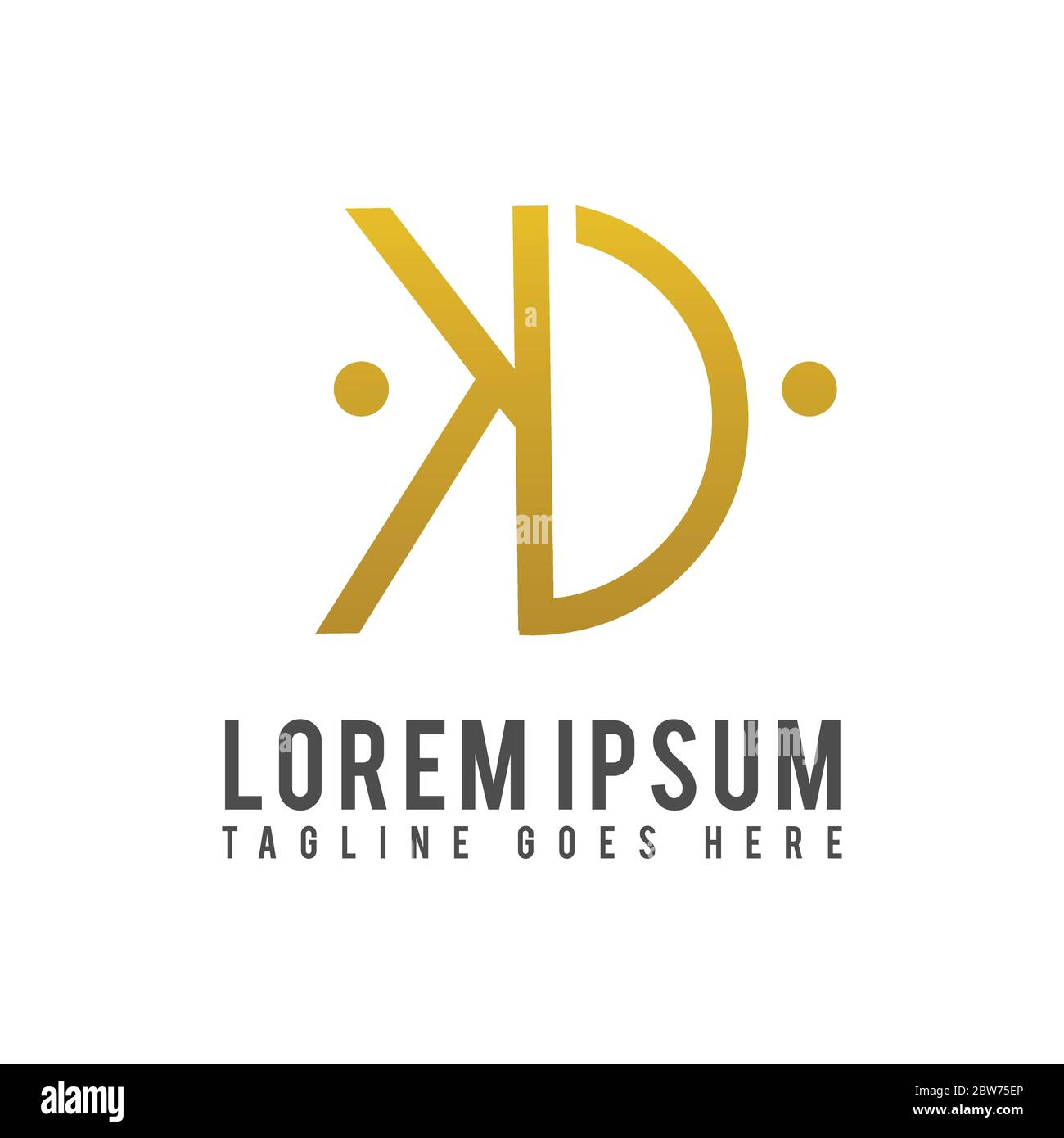 Minimal vector graphic letter KD symbol isolated white background. Flat ...