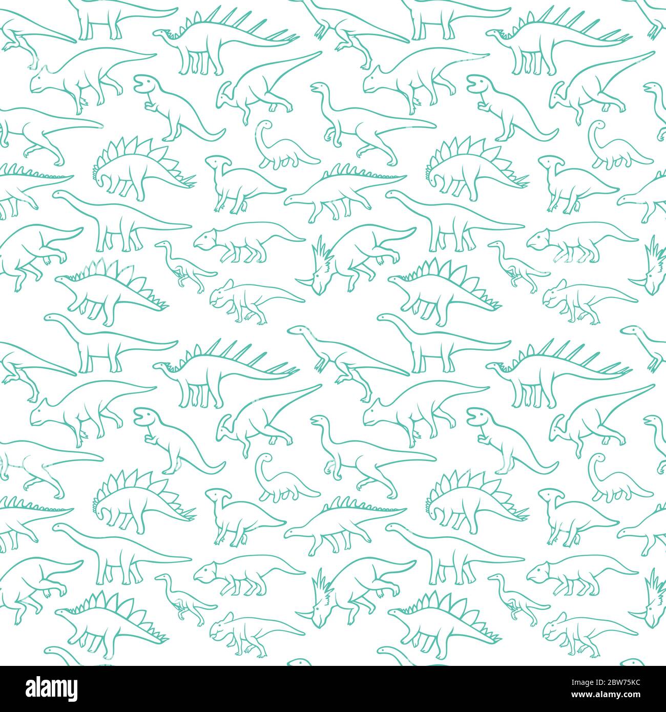 Dinosaur. Hand drawn dinosaurs vector seamless background. Dinosaur ...