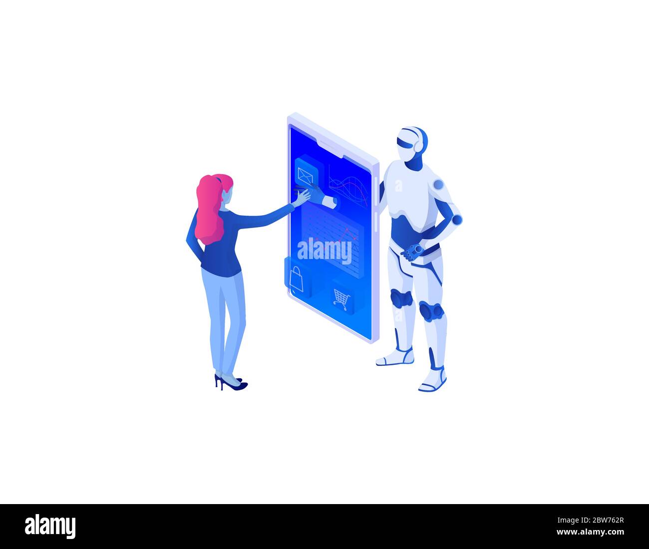 Analysis online business using artificial intelligence isometric ...