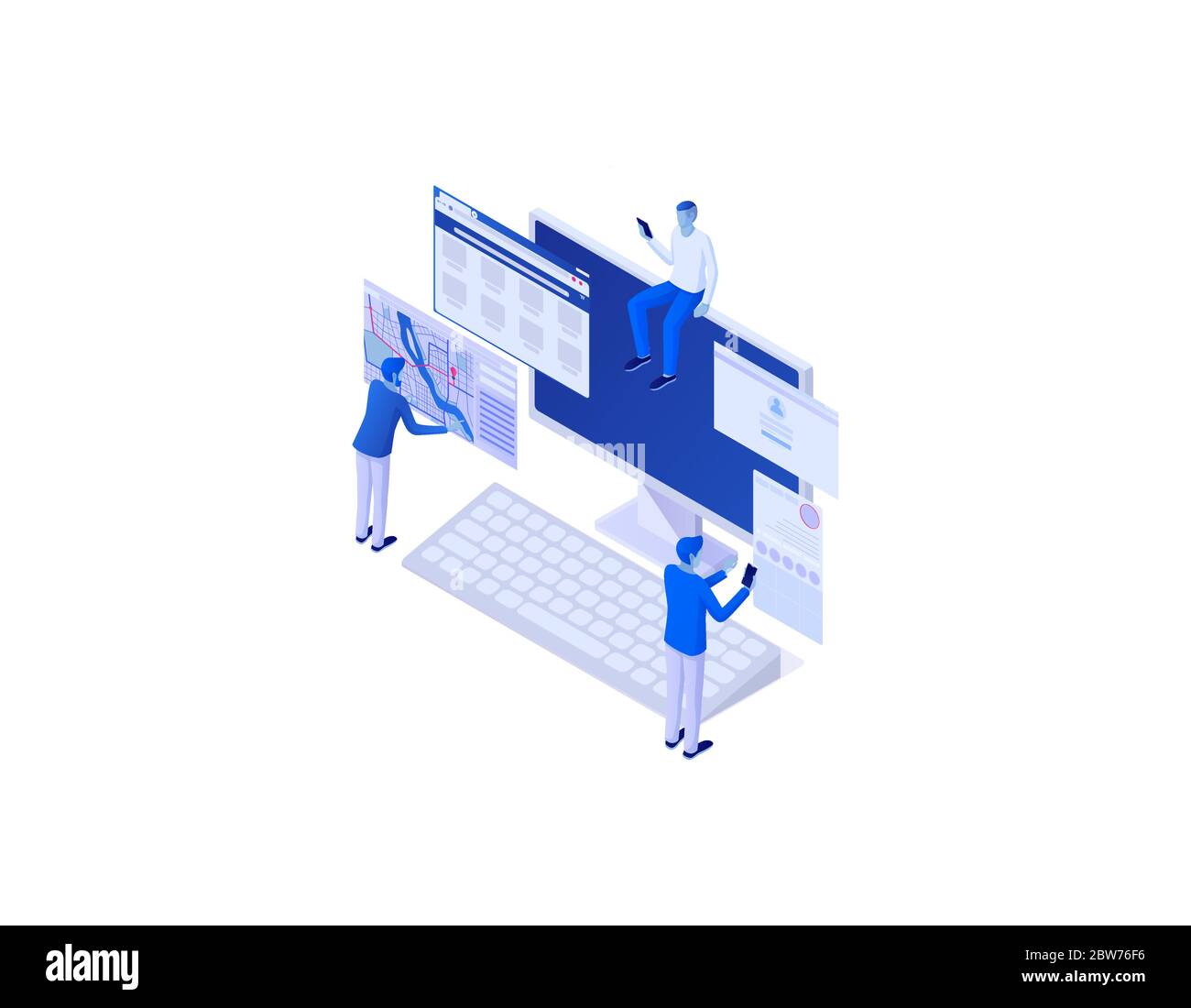 Big data analytics social isometric concept. Global reach information ...