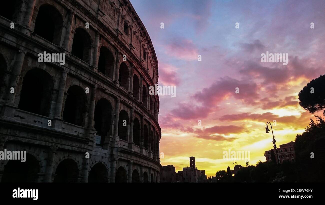 Sunset View of the Colosseum, Rome, Italy Stock Photo - Alamy