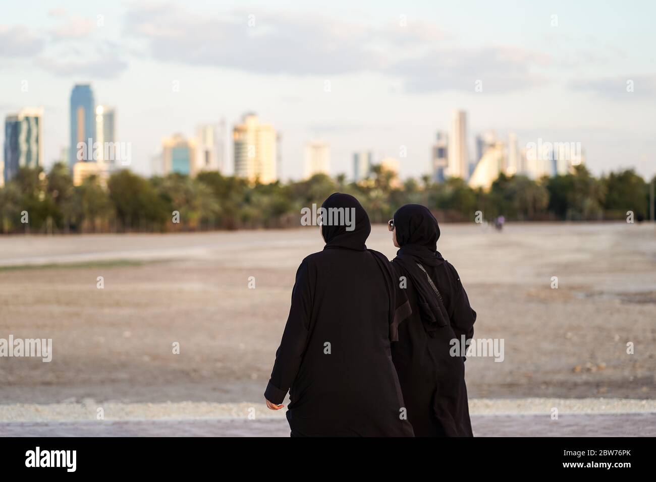 Bahrain city / Bahrain - January 15, 2020: Muslim women wearing balck ...
