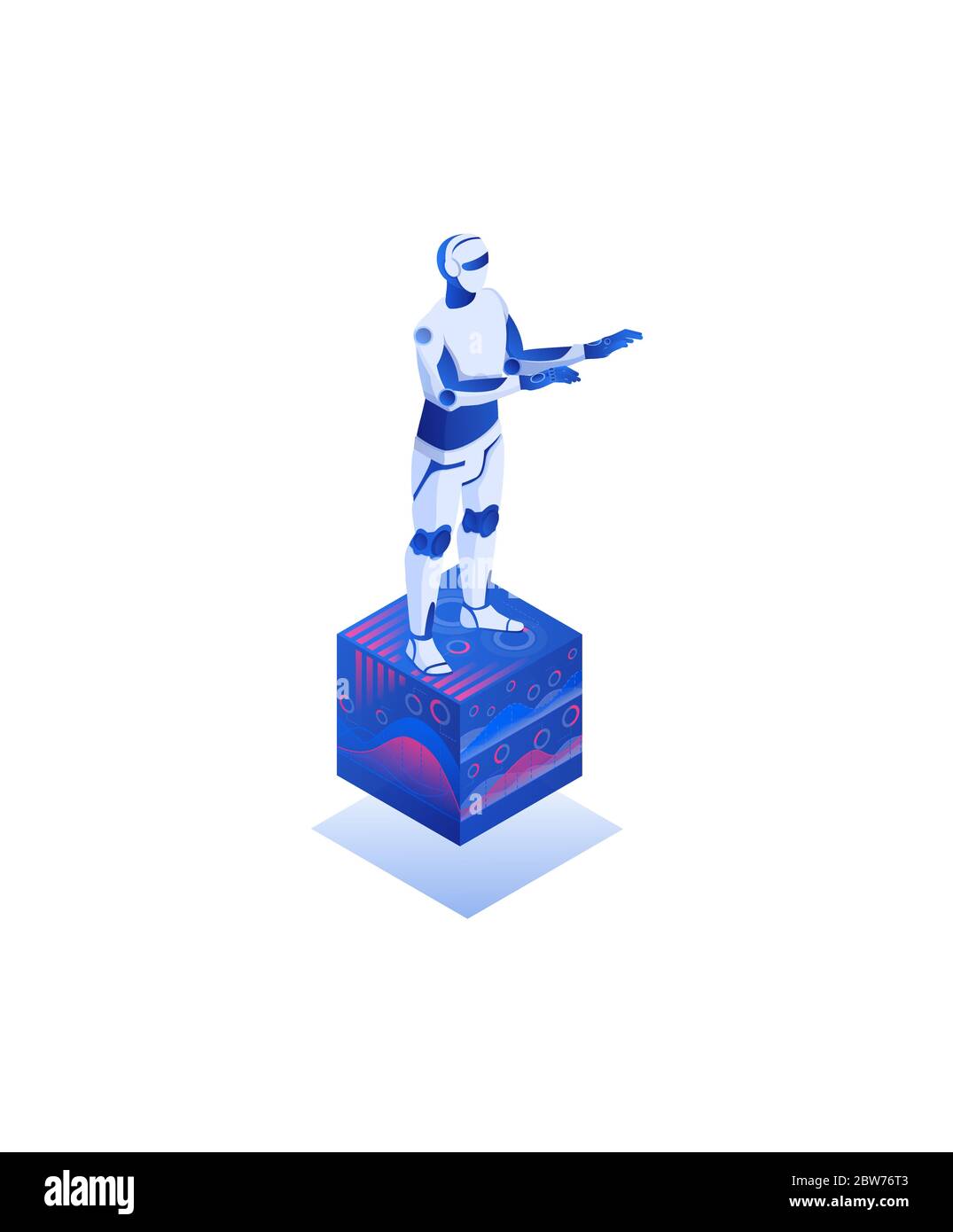 Artificial intelligence robot infographic analytics isometric concept ...