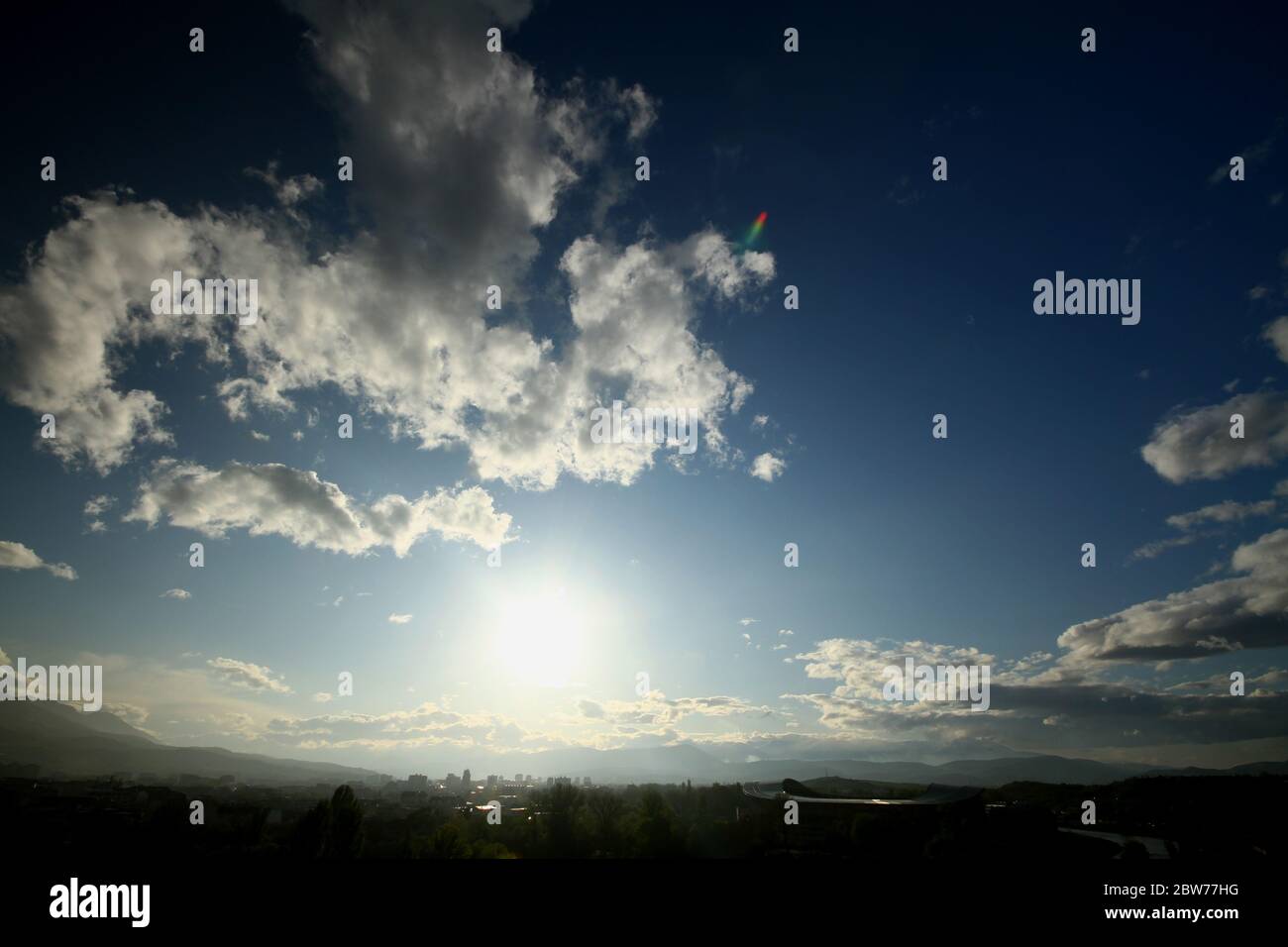 sunset, sunrise gold red pink sky landscape Stock Photo - Alamy