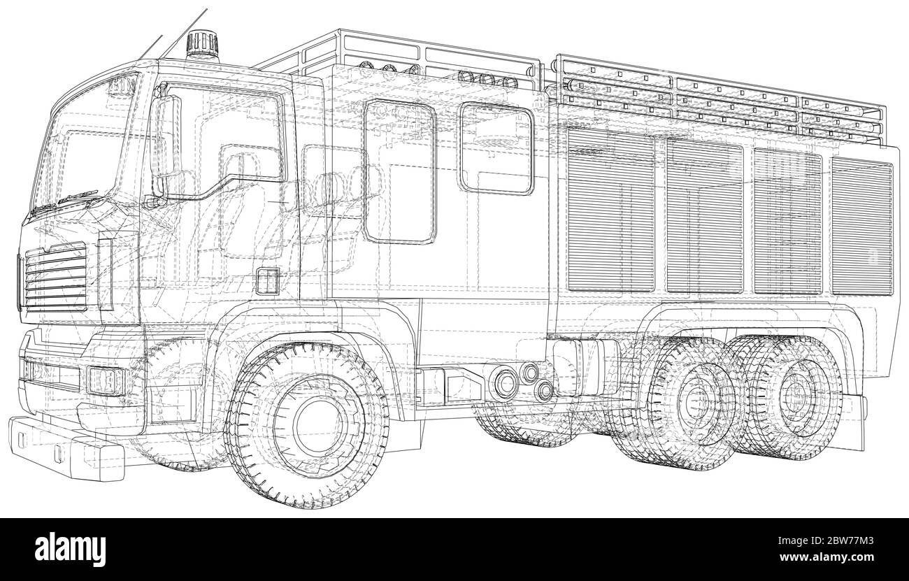 Fire engine side view Black and White Stock Photos & Images - Alamy