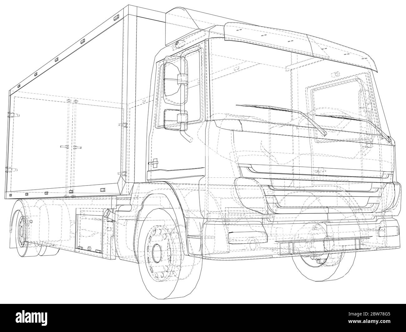 Commercial van truck. Vector Illustration of freight truck. The layers ...