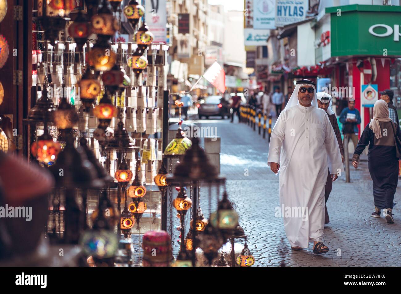 Bahrain city / Bahrain - January 15, 2020: Local Muslim people shopping ...