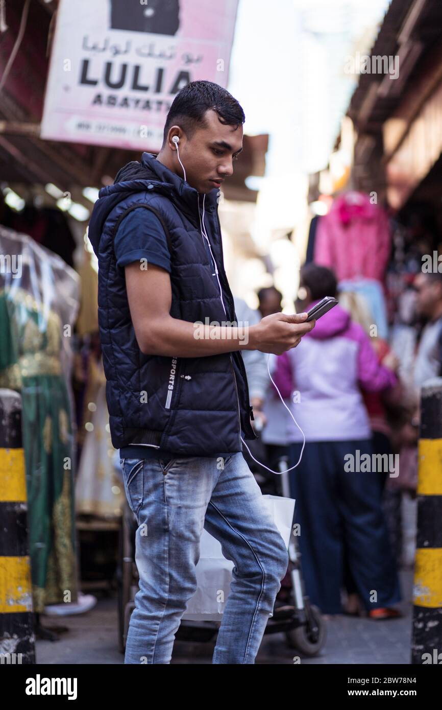 Bahrain city / Bahrain - January 15, 2020: Local Muslim people shopping ...