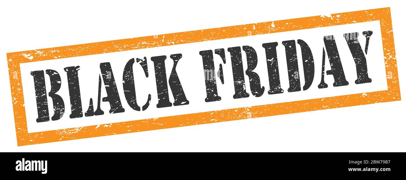BLACK FRIDAY black orange grungy rectangle stamp sign Stock Photo - Alamy